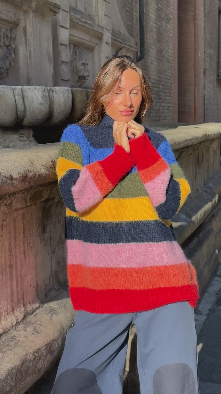 Louise Mockneck Sweater - Rainbow – Lisa Says Gah